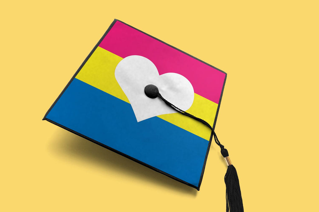 LGBT Pride Stripes with Heart Graduation Cap Decoration - So Fontsy