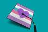 LGBT Pride Stripes with Heart Graduation Cap Decoration - So Fontsy