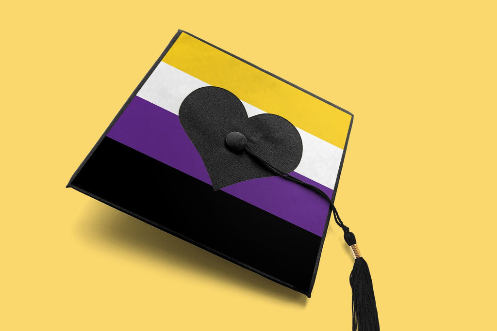 LGBT Pride Stripes with Heart Graduation Cap Decoration - So Fontsy