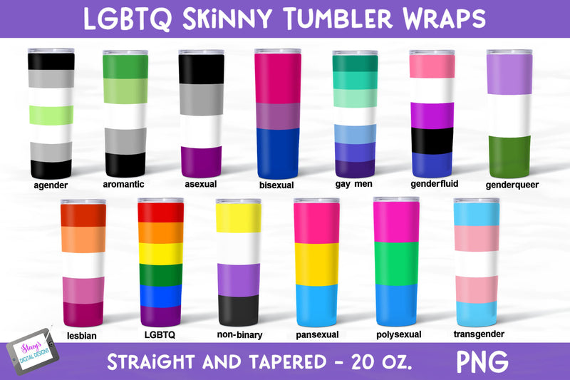 LGBTQ Pride - Skinny Tumbler Bundle - 20 oz. Tumbler Wraps - So Fontsy