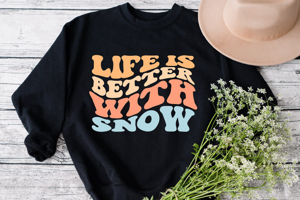 Life is Better with Snow Svg, Snow svg, wavy style Stacked svg, Winter ...