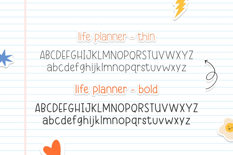 Life Planner Font Duo (Planner Fonts, Neat Fonts, Tidy Fonts ...