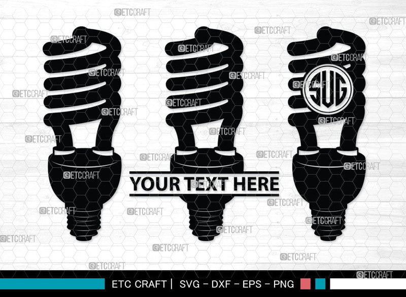 Light Bulb Monogram, Light Bulb Silhouette, Light Bulb SVG Cut Files ...