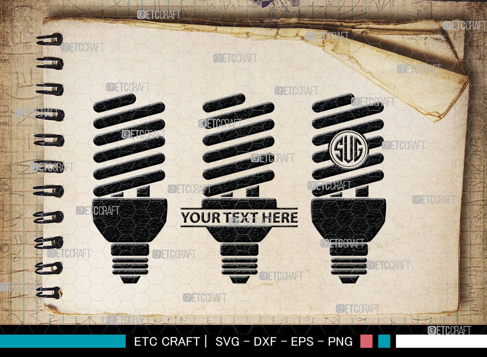 Light Bulb Monogram, Light Bulb Silhouette, Light Bulb SVG Cut Files ...