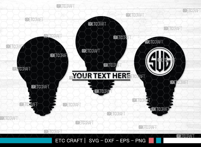 Light Bulb Monogram, Light Bulb Silhouette, Light Bulb SVG Cut Files ...