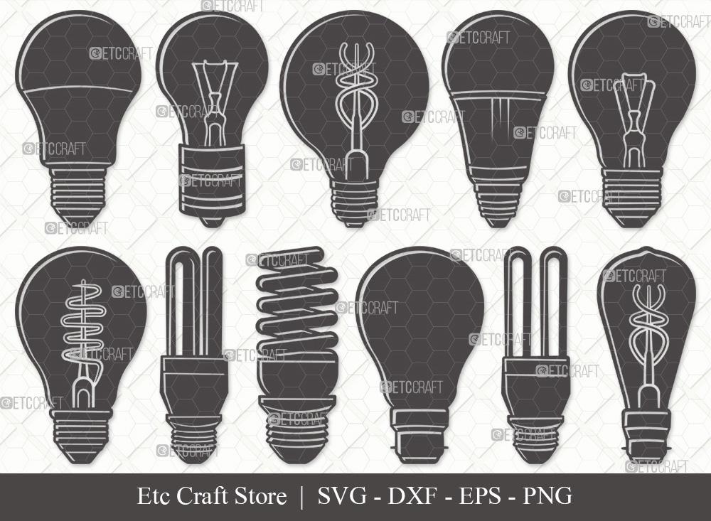 Light Bulb Silhouette SVG Cut File | Energy Saving Light Svg | Light ...