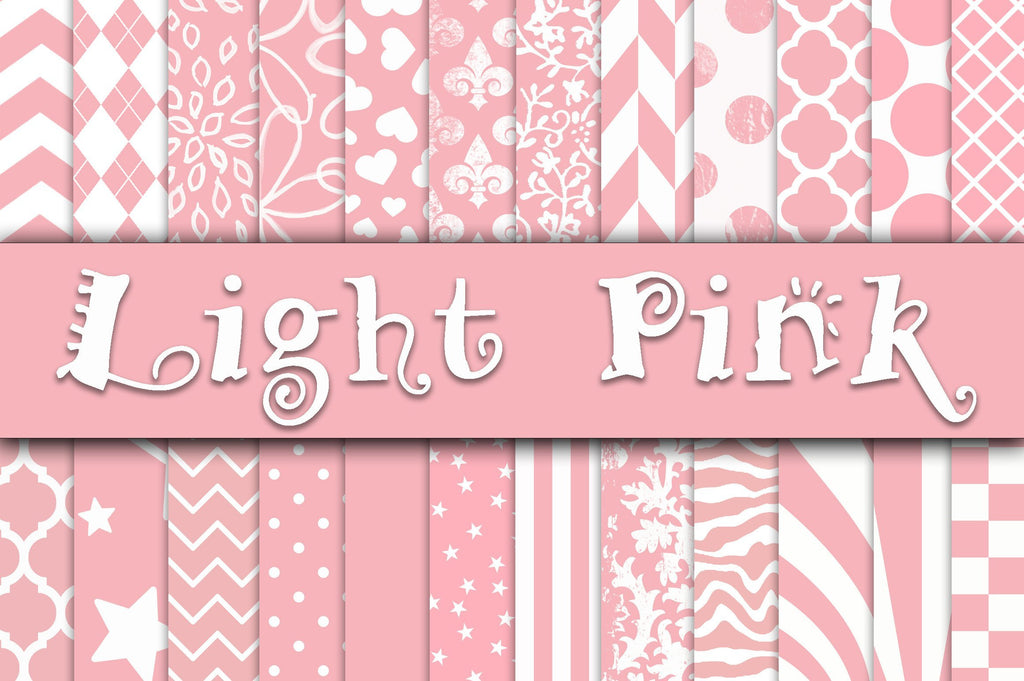 Light Pink Patterns Digital Paper - So Fontsy