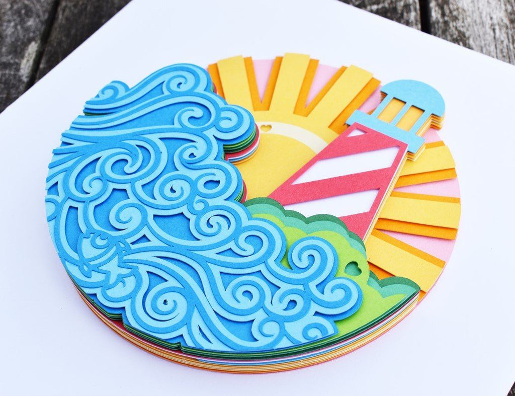 Lighthouse, Layered paper cut file design. - So Fontsy