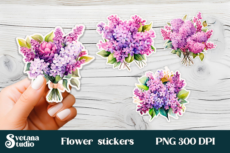 Lilac flower stickers printable - So Fontsy