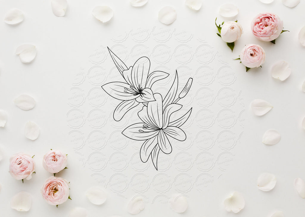 Lilium Flower bouquet svg-01 - So Fontsy