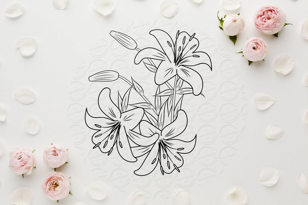 Lilium Flower bouquet svg-14 - So Fontsy