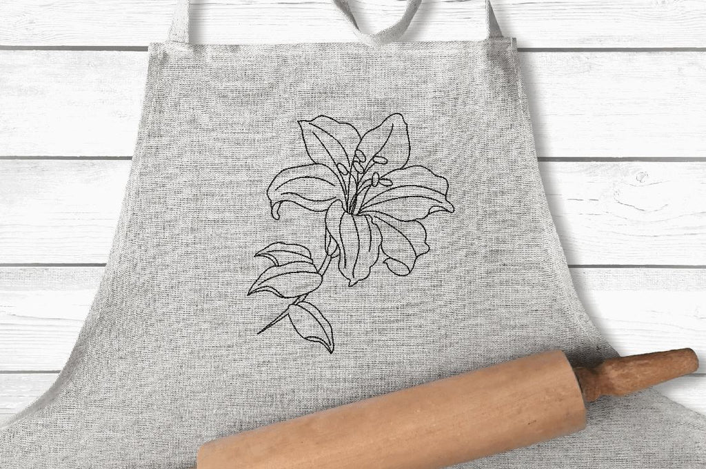 Lily Flower One line Machine Embroidery Design - So Fontsy