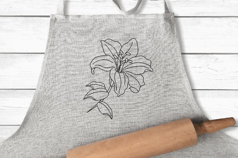 Lily Flower One line Machine Embroidery Design - So Fontsy