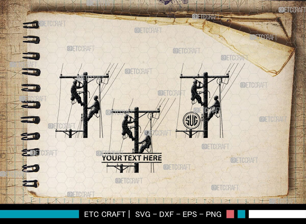 Lineman Monogram, Lineman Silhouette, Lineman SVG, Line Worker Svg ...