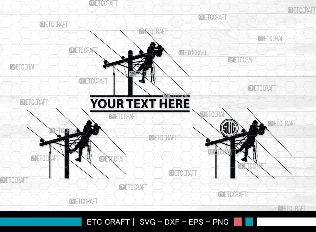 Lineman Monogram, Lineman Silhouette, Lineman SVG, Line Worker Svg ...