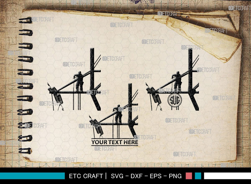 Lineman Monogram, Lineman Silhouette, Lineman SVG, Line Worker Svg ...