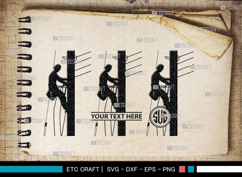 Lineman Monogram, Lineman Silhouette, Lineman SVG, Line Worker Svg ...