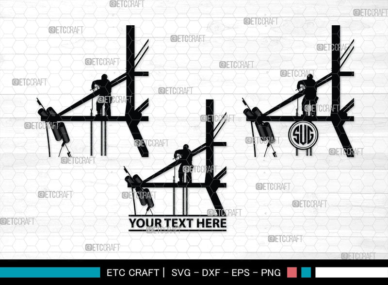 Lineman Monogram, Lineman Silhouette, Lineman SVG, Line Worker Svg ...