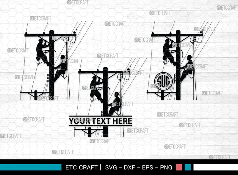 Lineman Monogram, Lineman Silhouette, Lineman SVG, Line Worker Svg ...