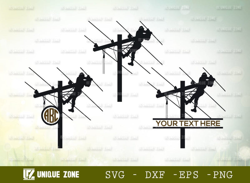 Lineman Monogram SVG Cut File, Line Worker Svg, Electrician Svg ...