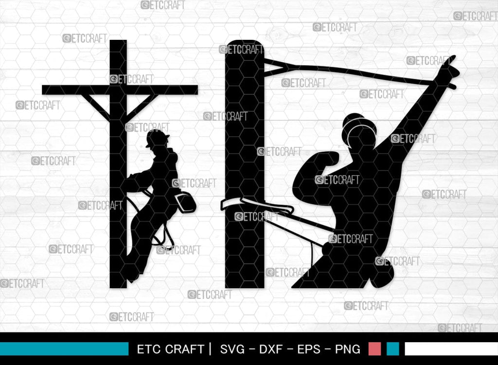Lineman Silhouette, Electrician Svg, Line worker Svg, Power Lineman Svg ...