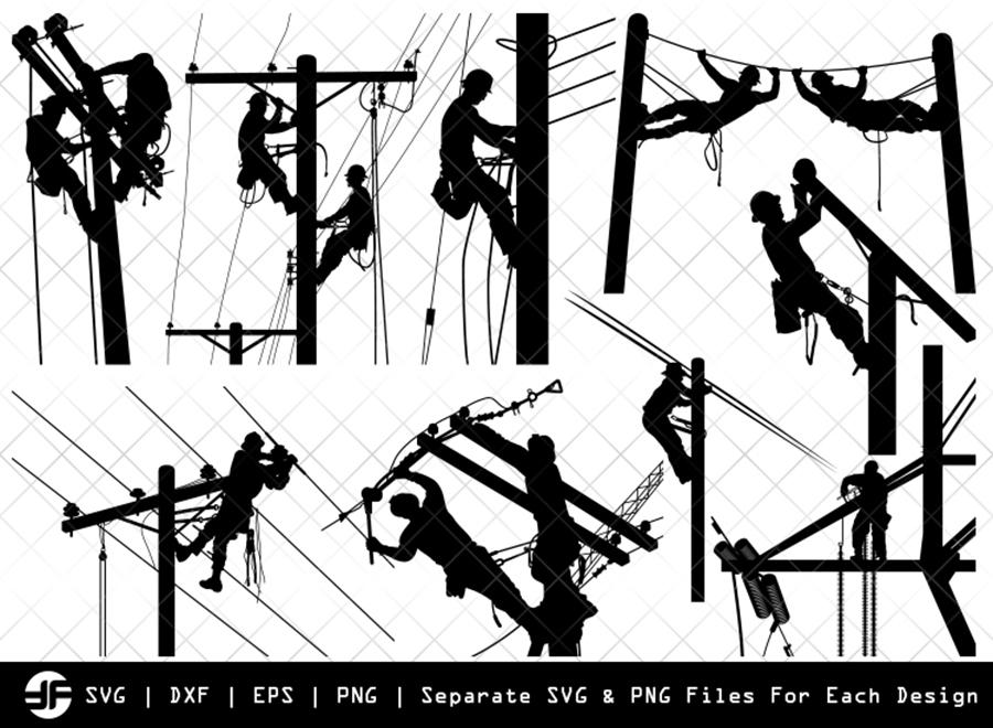 Lineman SVG | Lineman Silhouette Bundle | SVG Cut File - So Fontsy