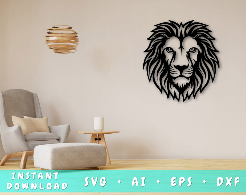 Lion Laser SVG Cut File, Lion Glowforge File, Lion DXF, Lion Wall Art ...