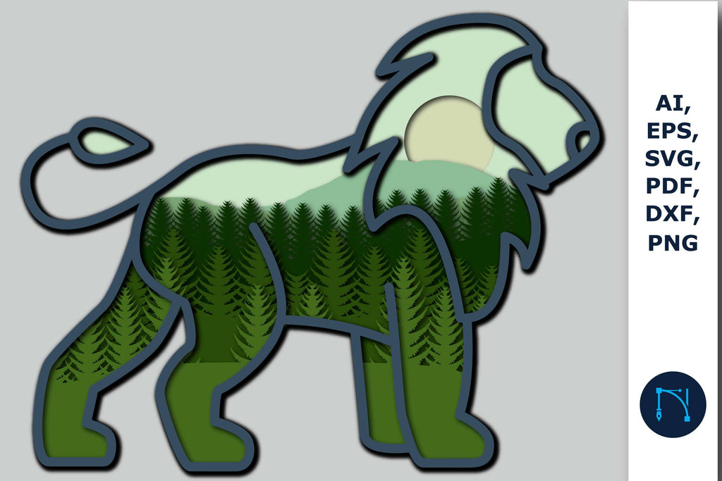 Lion SVG – 3D Layered Animal SVG - So Fontsy