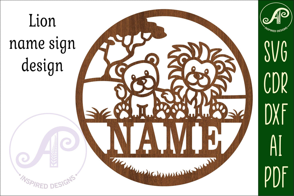 Lions Name sign svg laser cut template, wall art - So Fontsy