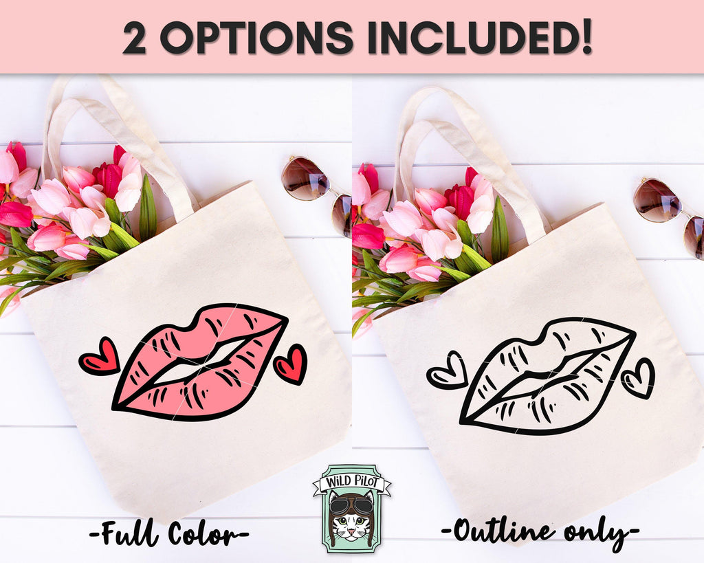 Valentines Day Lips With Hearts SVG Cut File - So Fontsy