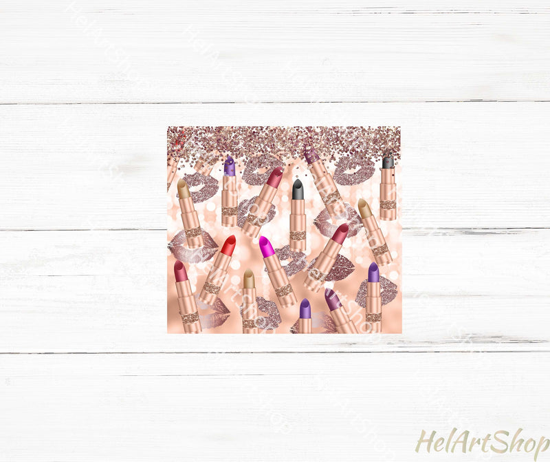 Lipstick Tumbler PNG Sublimation, Makeup Tumbler Png - So Fontsy