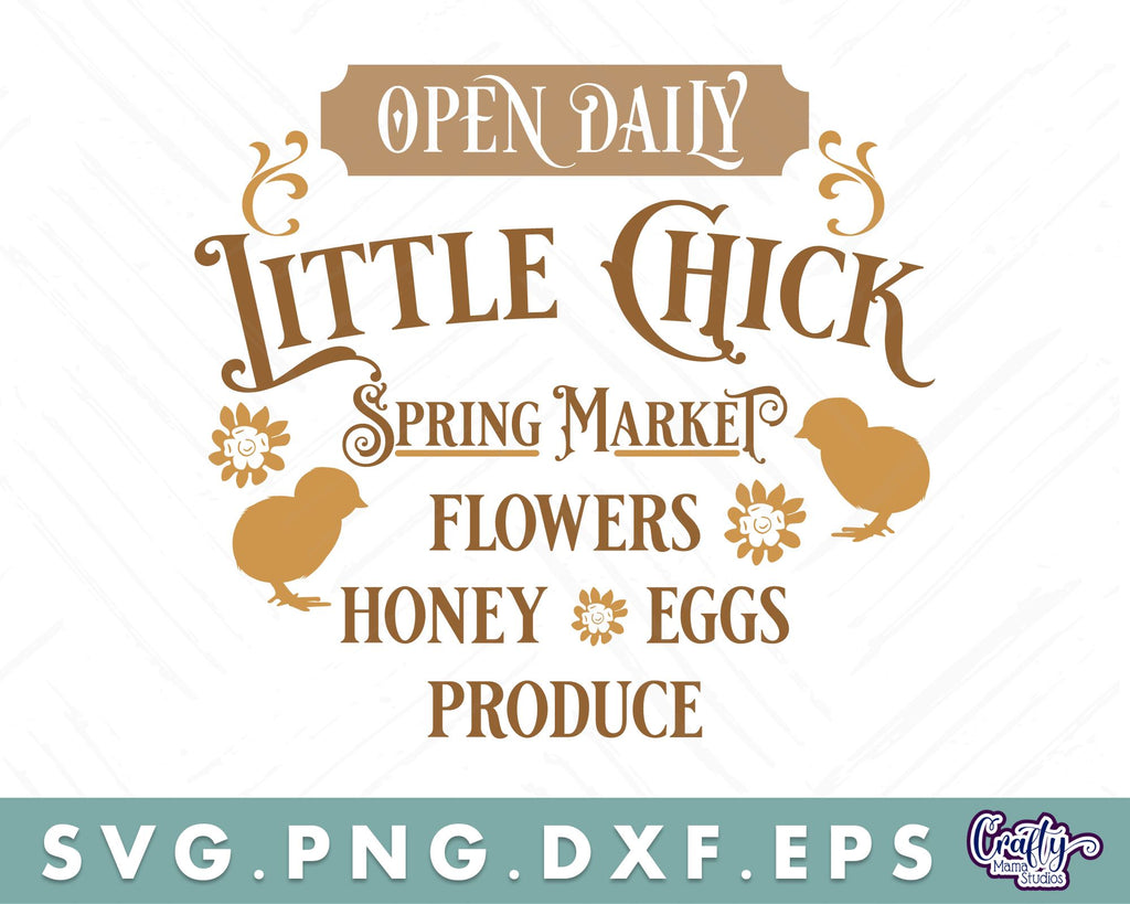 Little Chick Spring Market | Round Easter Svg | Door Sign - So Fontsy