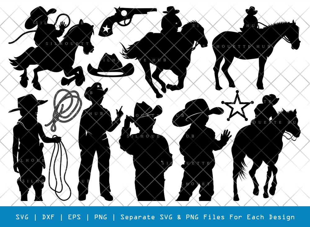 Little Cowboy SVG Cut Files | Little Cowboy Silhouette | Rodeo Horse ...