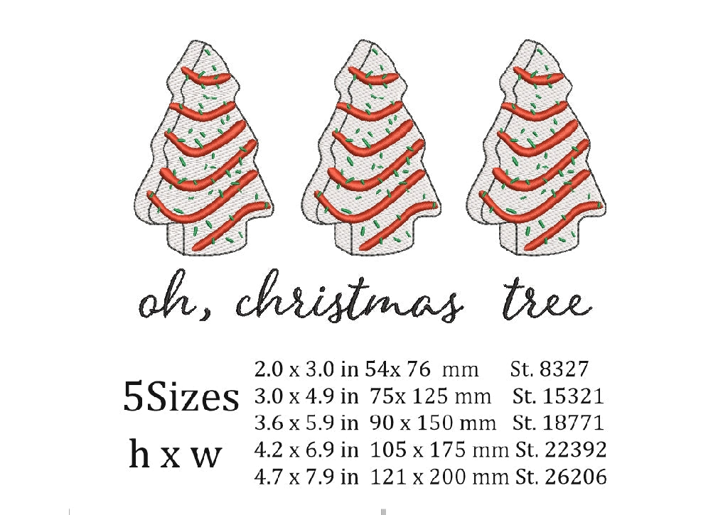Little Debbie Christmas tree cake embroidery design, 5 sizes, digital ...