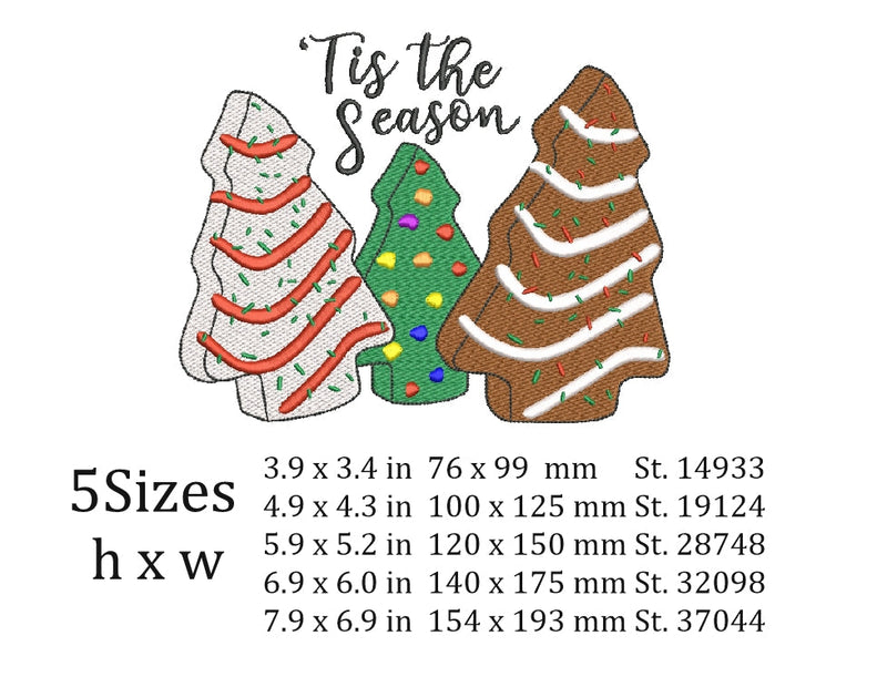 Little Debbie Christmas tree cake embroidery design. - So Fontsy