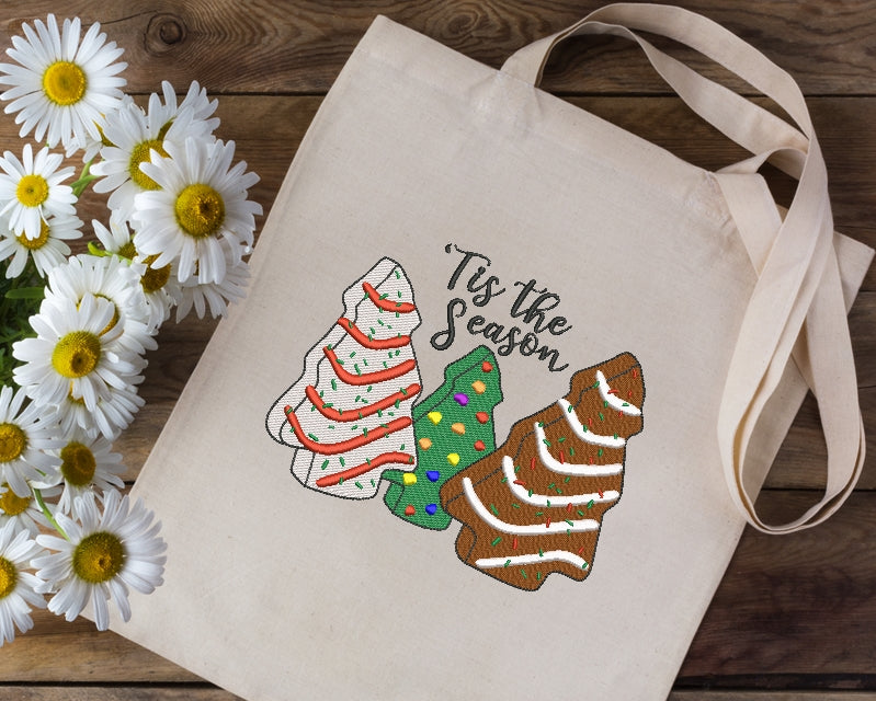 Little Debbie Christmas tree cake embroidery design. - So Fontsy