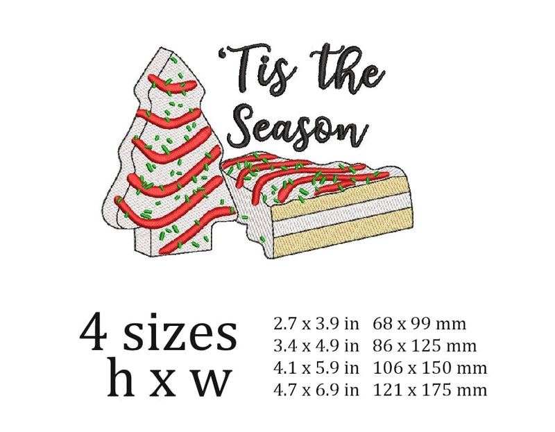 Little Debbie Christmas tree cake embroidery design. - So Fontsy