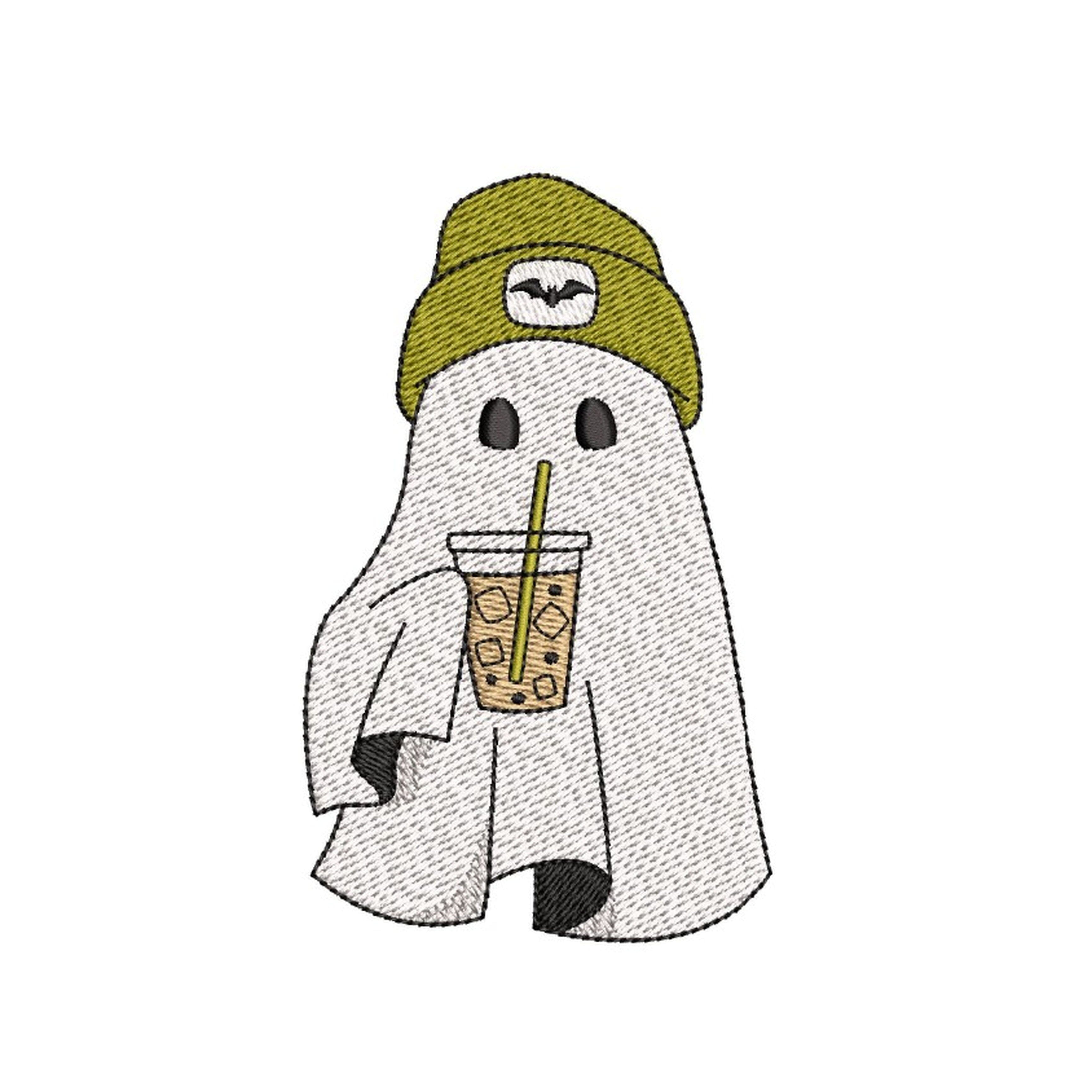 Little Ghost with Ice Coffee Embroidery Design, Halloween Machine ...