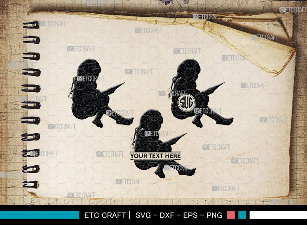 Little Girl Monogram, Little Girl Silhouette, Little Girl SVG, Child G ...