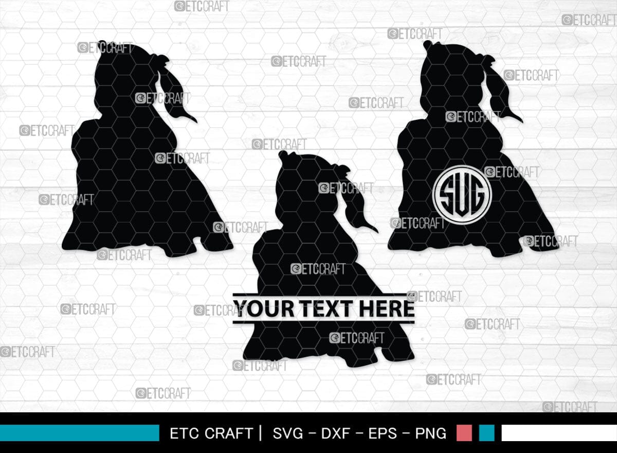 Little Girl Monogram, Little Girl Silhouette, Little Girl SVG, Child ...