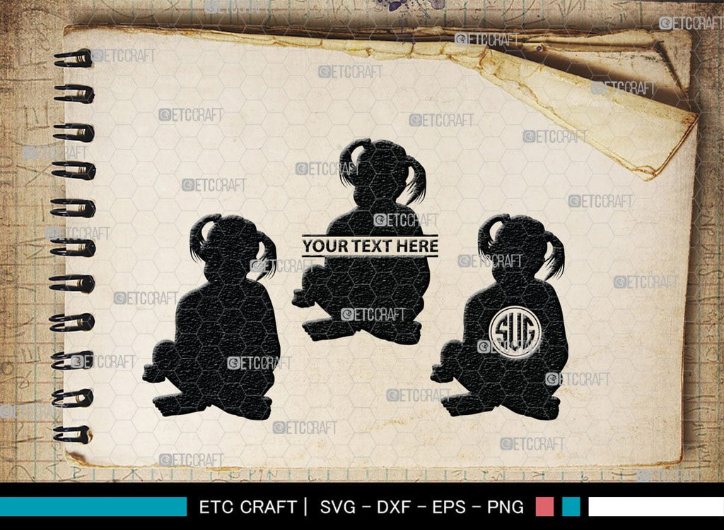 Little Girl Monogram, Little Girl Silhouette, Little Girl SVG, Child ...