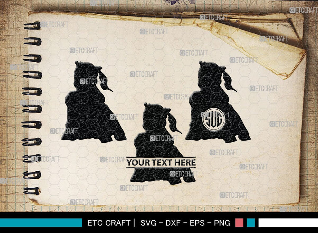 Little Girl Monogram, Little Girl Silhouette, Little Girl SVG, Child ...