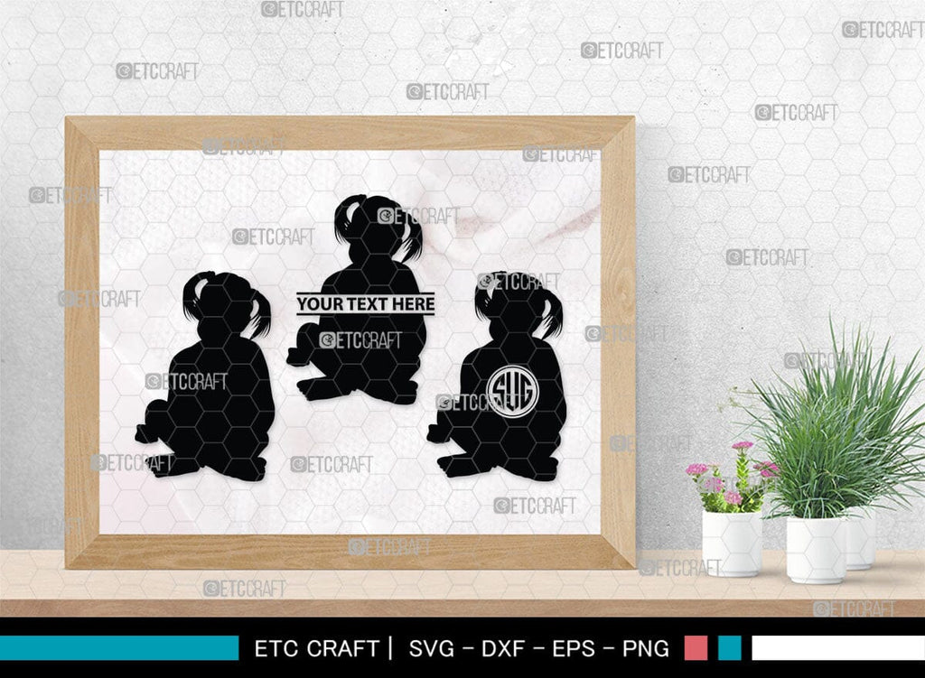 Little Girl Monogram, Little Girl Silhouette, Little Girl SVG, Child ...