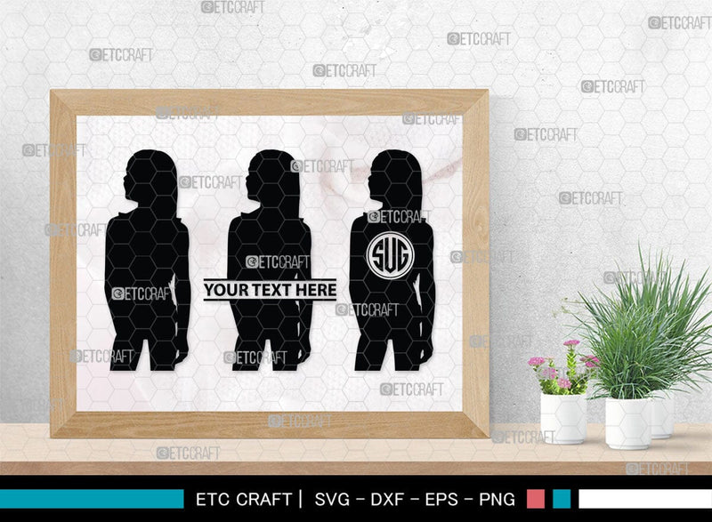 Little Girl Monogram, Little Girl Silhouette, Little Girl SVG, Child G ...