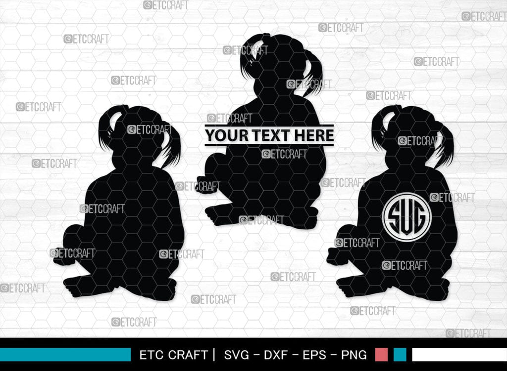 Little Girl Monogram, Little Girl Silhouette, Little Girl SVG, Child ...
