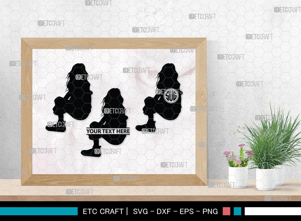 Little Girl Monogram, Little Girl Silhouette, Little Girl SVG, Child ...