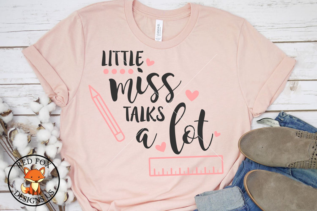 Little Miss Talks A Lot, svg png dxf cut file, School file - So Fontsy