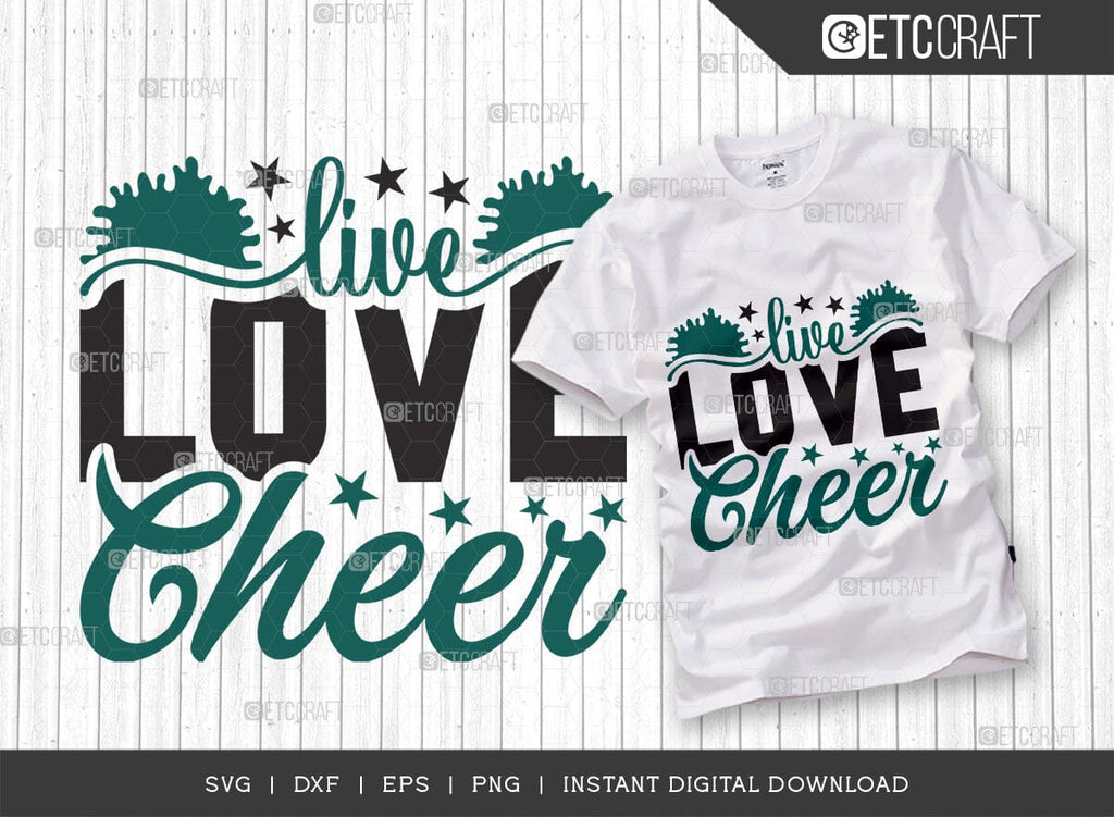 Live Love Cheer SVG Cut File, Cheerleading Svg, Cheer Svg, Cheer Life ...
