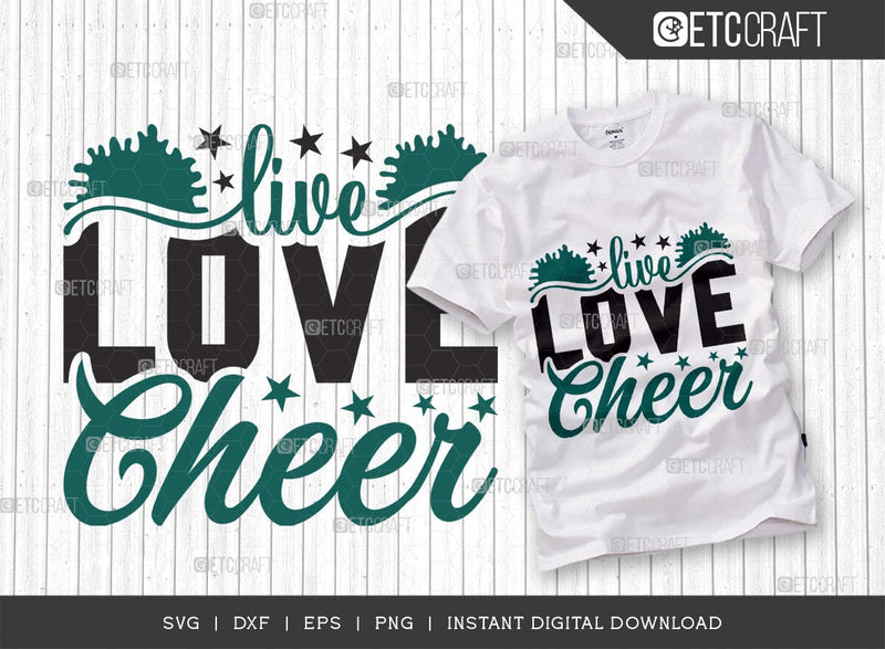 Live Love Cheer SVG Cut File, Cheerleading Svg, Cheer Svg, Cheer Life ...