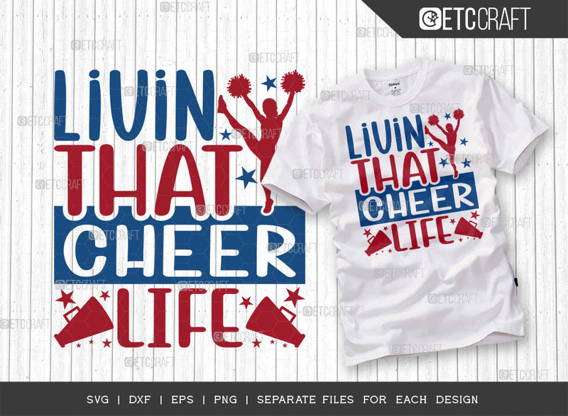 livin that cheer life SVG Cut File, Cheerleading Svg, Cheer Svg, Cheer ...